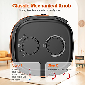 Grelife 18" Fast Heating Ceramic Heater, Widespread Oscillatio for Bedroom Office