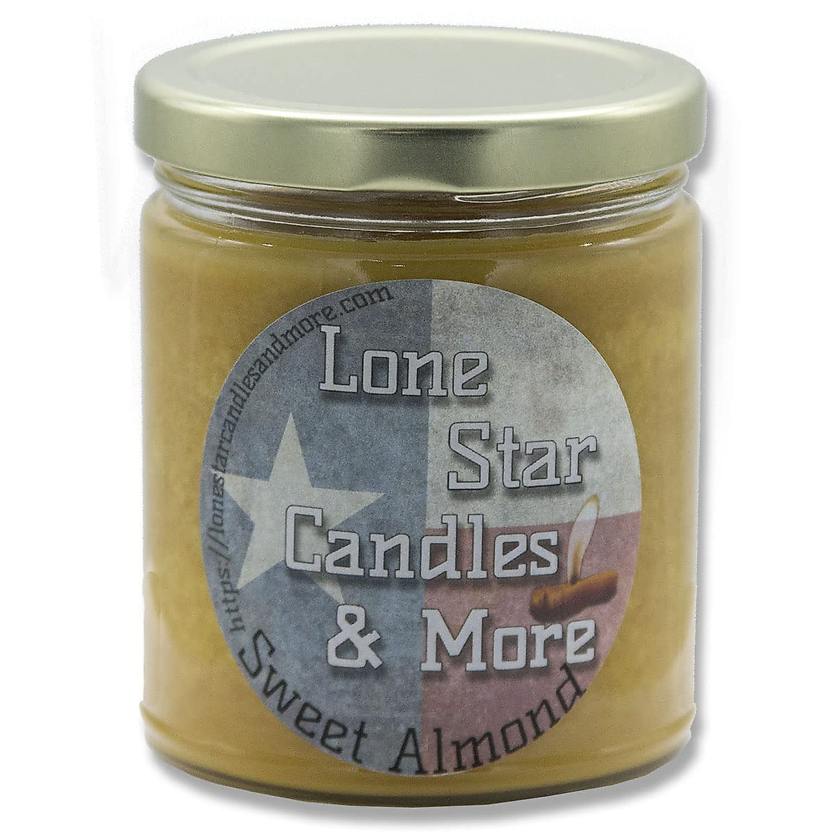 Sweet Almond Scented Lone Star Candles and More Hand Poured 100 Percent Soy Wax Candle, An Exciting Combination of Almond and Sweet Vanilla, 9 oz Round Glass Jar, USA Made