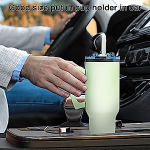 WANSHAN 40 oz Tumbler with Handle and Straw Lid - Steel water bottle Travel Mug Iced Coffee Cup, Insulated Reusable Stainless