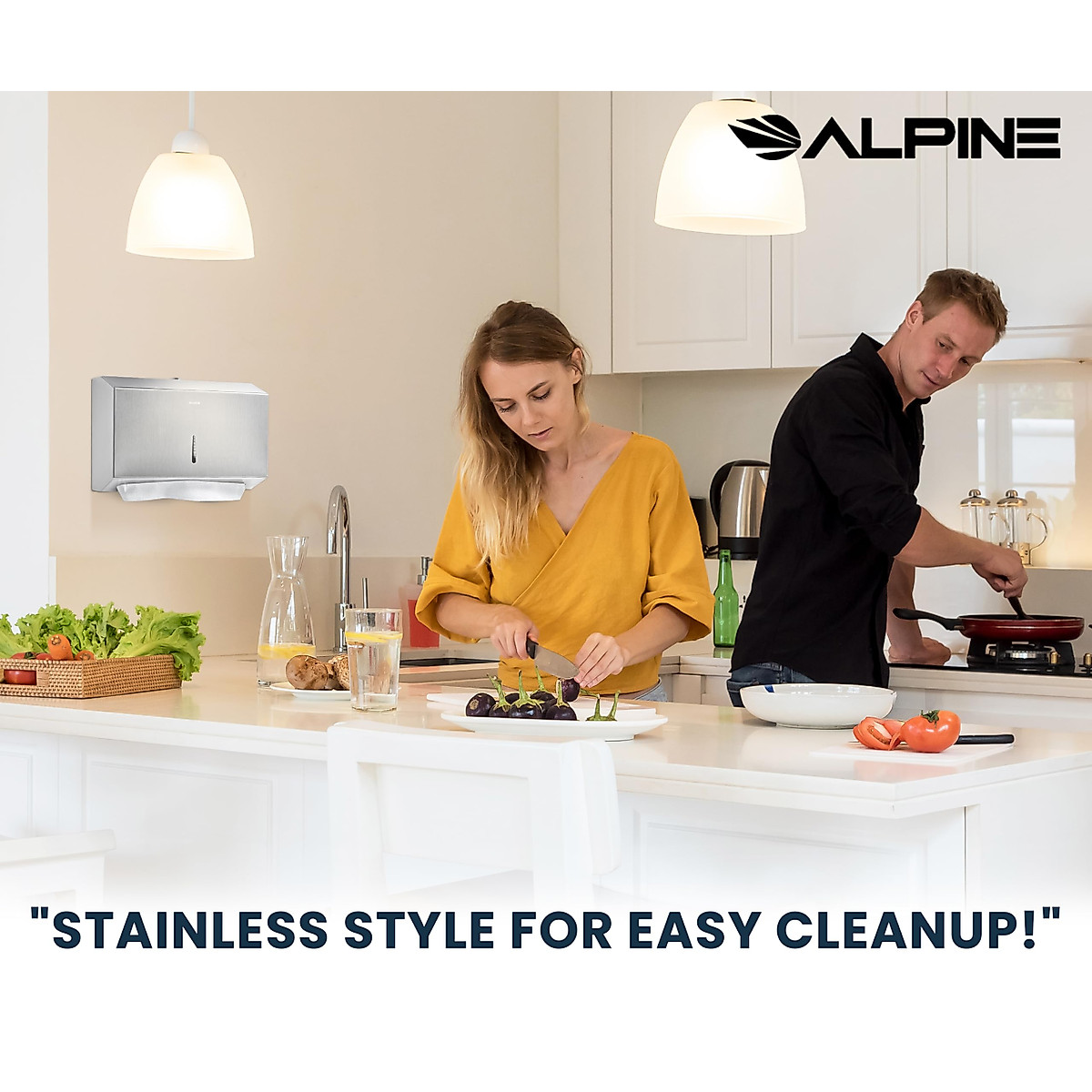 Alpine Commercial Paper Towel Dispenser Wall Mount for Multifold, Trifold & c Fold Paper Towel Holder - Stainless Steel Hand Towel Dispenser for Bathroom & Kitchen A