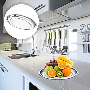 UPKOCH Stainless Steel Tray Stainless Steel Oval grilling platter serving platter serving platter Platter Oval Steaming Serving Platter