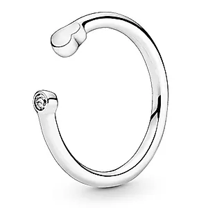Pandora Jewelry Polished Heart Cubic Zirconia Ring in Sterling Silver, Size 4.5