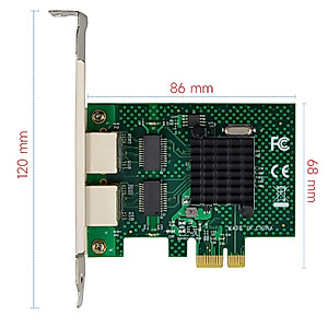 Dual-Port PCIe Gigabit Ethernet Server Adapter with NetXtreme BCM5720-2P Chipset PCI Express 1000M Network LAN Card for Windows Sever Linux Ubuntu VMware