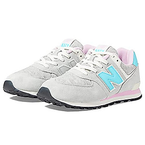 New Balance Kids 574 V1 70s Racing Lace-up Sneaker, BRIGHTON GREY/SUMMER AQUA/LILAC CLOUD, 2 W Little Kid (4-8 Years)