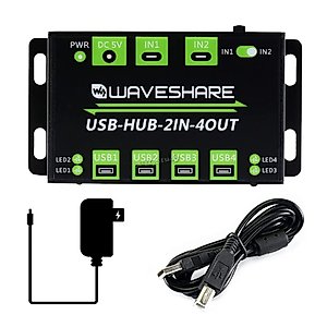 Industrial Grade USB HUB, Extending 4X USB 2.0 Ports, Switchable Dual Hosts @XYGStudy (USB-HUB-2IN-4OUT)