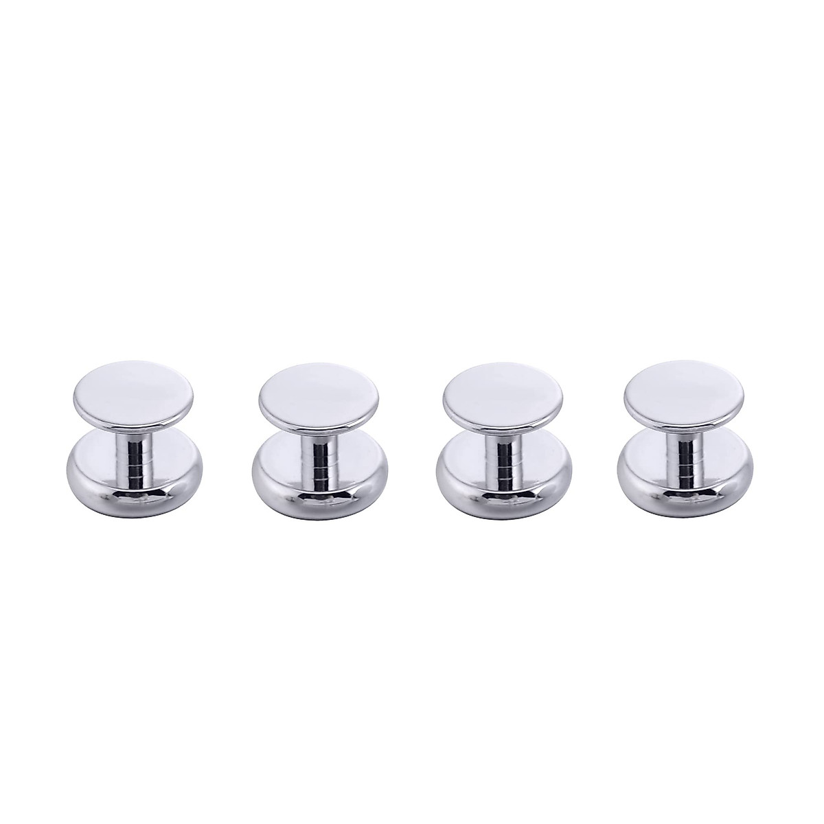 Jonwo 4pcs Men's Tuxedo Studs Mother of Pearl Stainless Steel Men Shirt Studs Button Set Wedding Party Business (Silver 4pcs Studs)
