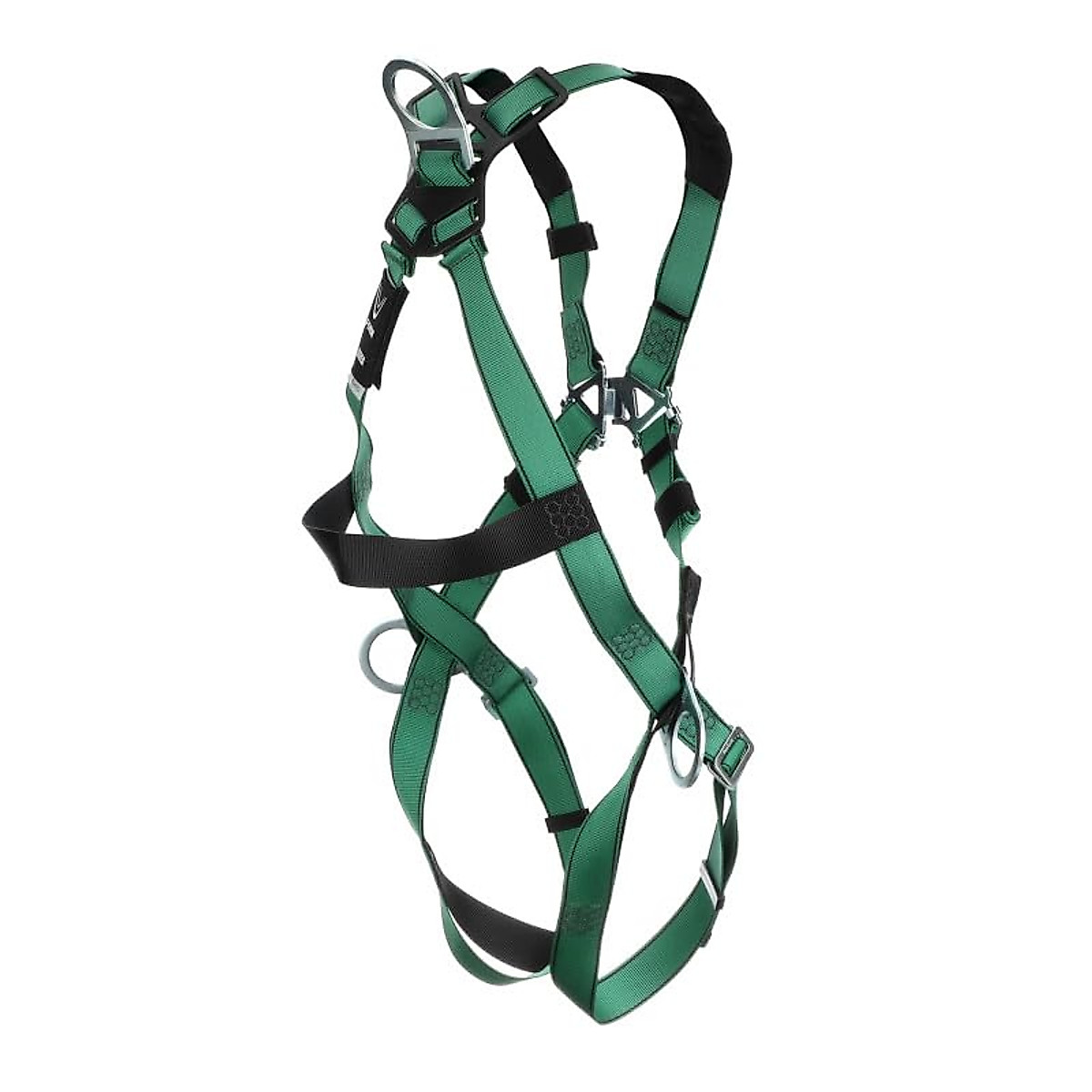 MSA 10197231 V-Form Full Body Safety Harness - Size: Extra Large, D-Ring Configuration: Back/Hip, Qwik Fit Leg Straps, Color: Green, Full Body Harness, Durable, Fall Protection