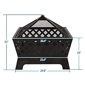 4 Angles Shaped Patio Fire Pit Outdoor Home Garden Backyard Firepit Bowl Fireplace