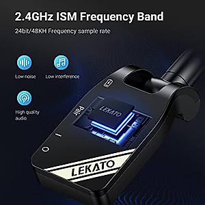 LEKATO Wireless Guitar System 2.4GHz Wireless Guitar Transmitter Receiver with 6 Channels Rechargeable Wireless Audio Digital Guitar System 100 feet Transmission Range for Electric Guitar Bass