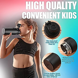 8 Pieces 14 oz Kids Water Bottles, Stainless Steel Triple Wall Vacuum Insulated Wide Mouth Flasks with Wide Handle, Leak Proof Tumbler Travel Cups for Girls Boys School