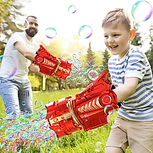 ROHSCE Bubble Machine Gun, Automatic Bubble Blaster for Toddlers Kids Ages 5 6 7 8 9 10 11 12 Year Old, Great Gifts for Children Adult, Bubble Shooter with Led Lights for Outdoor Party, Bubble Blower