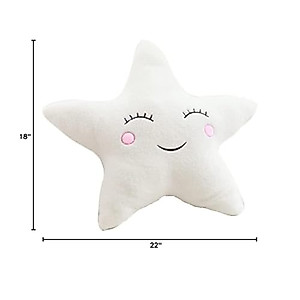Soft Plush ELONEL Star Pillow Moon Cloud Fresh Cushion Bed Pillow Home Office Sofa car seat Cushion Party Supplies (Star 19.5inch/50cm, White)