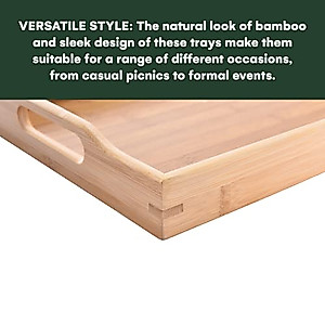 Prosumers Choice 3 Pack Bamboo Serving Trays with Handles - Bamboo Trays for Food-Serving Tray - Wooden Trays for Food - Set with Different Sizes
