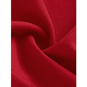 Floerns Women's Tie Neck Short Sleeve Ruffle Hem Cocktail Party Dress Red S