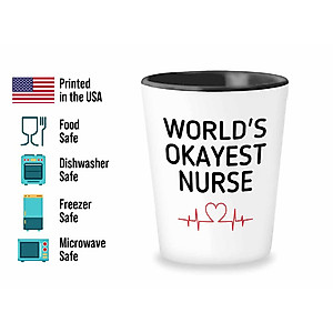 Bubble Hugs Nurse Shot Glass 1.5oz - World's Okayest Nurse - Funny Quotes Nurse Practitioner Paramedic RN LPN CNA Gift for Birthday Graduation