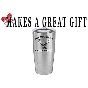 Rogue River Tactical Funny Hunting 20 Oz. Travel Tumbler Mug Cup w/Lid Vacuum Insulated Hot or Cold I Like Big Bucks Hunter Gift