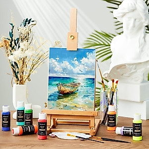 Shuttle Art Acrylic Paint, 42 Colors Acrylic Paint Set with 12 Paint Brushes, 2oz/60ml Bottles, Rich Pigmented, Water Proof, Premium Paints for Artists, Beginners and Kids on Canvas Rocks Wood Ceramic