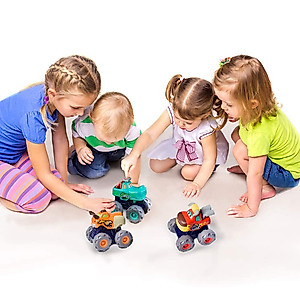 Bee Tree Monster Truck Toy Set 3 Designs Toy Cars, Friction Power Bull Cars, Pull Back Leopard Cars, Push and Go Crocodile Cars, Baby Toy Cars for 12 Month, 1-2-3 Year Old Boys, Girls, Toddlers Gifts