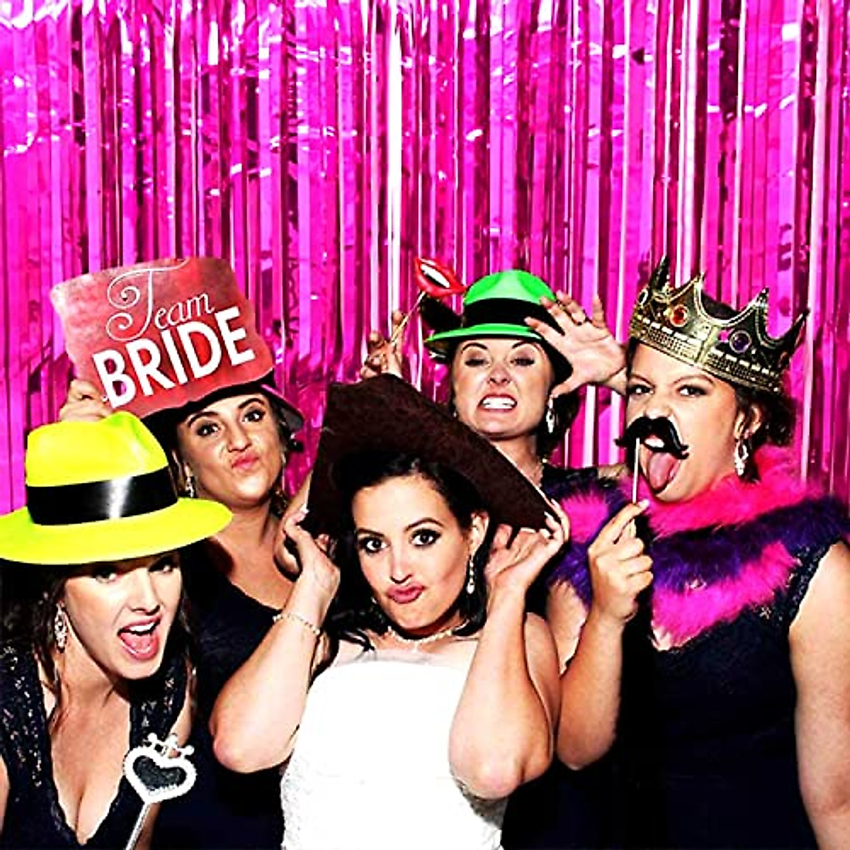 HalloweenDecorate Pack Fuchsia Foil Fringe Curtain Backdrop, 3.28Ft x 9.84Ft Metallic Tinsel Foil Fringe Streamers Curtains Party, Photo Booth Props, Birthday, 2022 Graduation Decoration Supplies