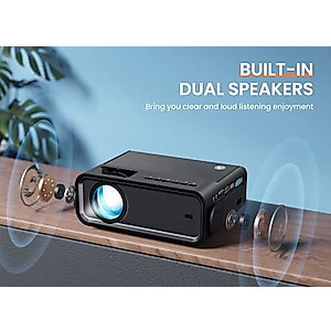 WiFi Mini Projector, ACROJOY Video Projector w/ Tripod, HD 1080P & 240" Display Supported, Portable Movie Outdoor Projector Compatible with TV Stick, HDMI, VGA, TF, AV, USB, Black