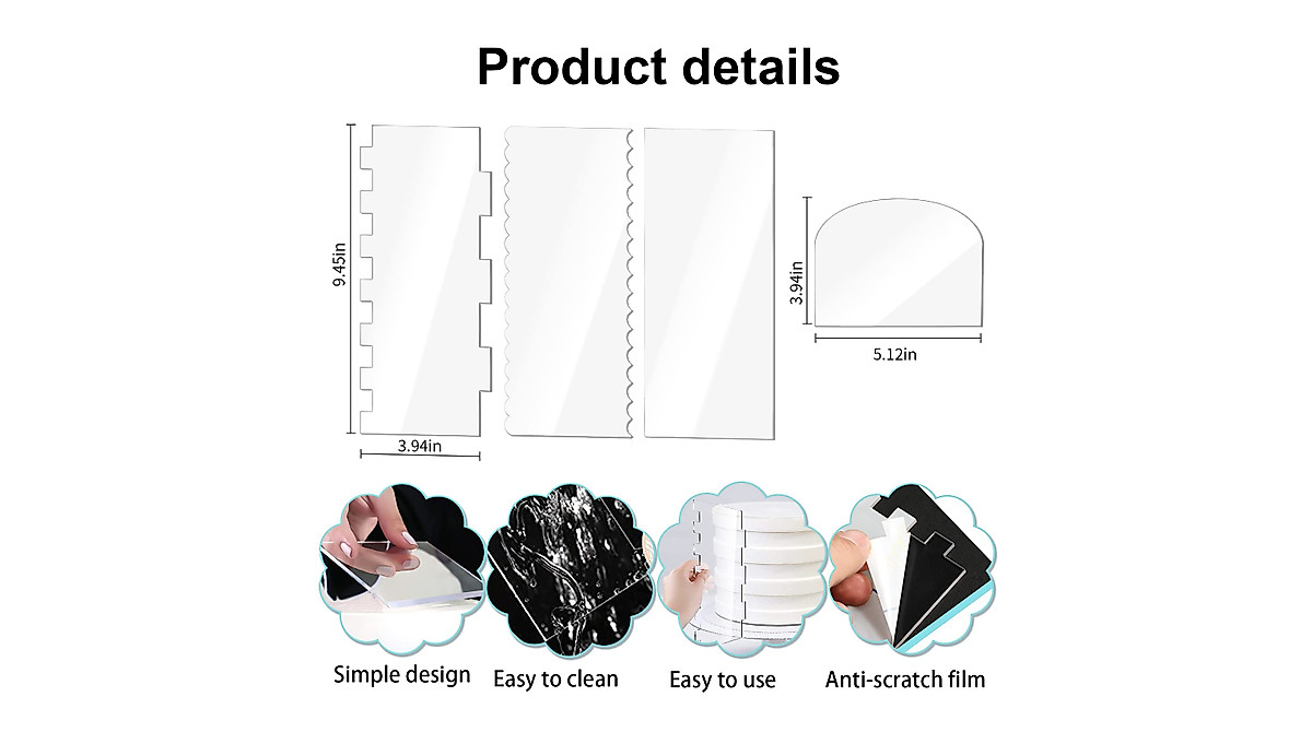 7-Piece Large Clear Acrylic Cake Scraper Set, Cake Icing Smoother ...