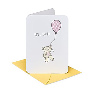 American Greetings New Baby Girl Card (Bear with Balloon)