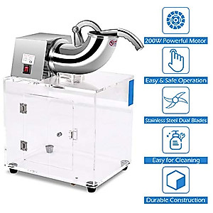 Costzon Ice Shaver Machine, Stainless Steel 110V Electric Ice Crusher with Dual Blades, 440lbs/H Electric Snow Cone Maker Shaved Ice Machine with Safety On/Off Switch for Home and Commercial Use