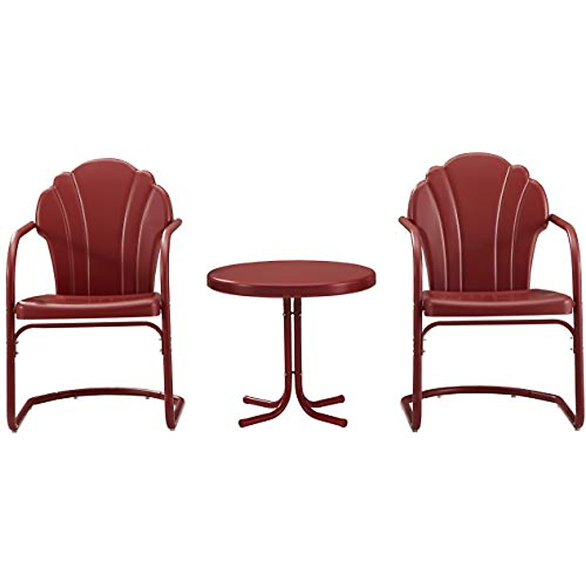 Crosley Furniture KO10011RE Tulip Retro Metal 3-Piece Seating Set (2 Chairs and Side Table), Red