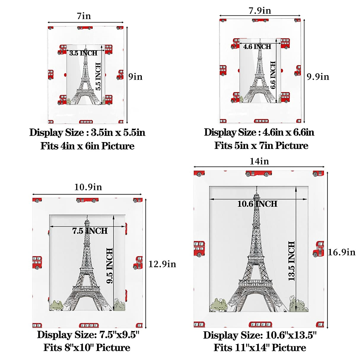 Red Fire Truck 4x6 Picture Frame, Cartoon Lovely Wooden Photo Frames for Tabletop and Wall Display, Picture Frame Home Office Decor