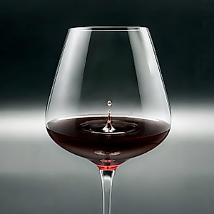 AtMU Handblown 24 fl. OZ Extra Large Wine Glasses Set of 2, Burgundy Style, Delicate Fine Crystal, Lead-Free, Hand Made Premium, Exellent Gift, Laser Cut Thin Rim with Long Stem