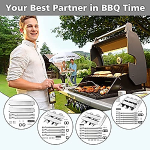 Barbqtime 2 Burner Grill Replacement Parts for Nexgrill 720-0864, Nexgrill 720-0864m, Nexgrill 720-0864r, Stainless Steel Gas Grill Burner & Heat Shield & Igniters Replacement Kit for Nexgrill