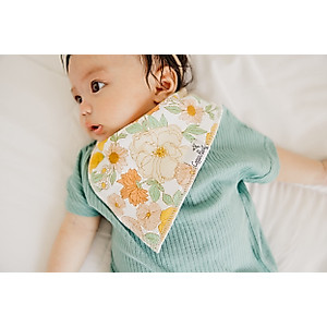 Copper Pearl Baby Bandana Bibs - 4 Pack Soft Cotton Baby Bibs for Drooling and Teething, Absorbent Drool Bibs for Baby Girl and Boy, Adjustable to Fit Newborns to Toddlers, Tons of Styles (Lemon)