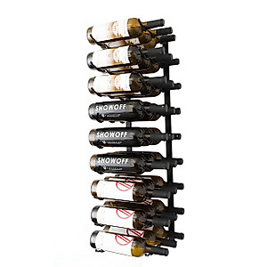 VintageView W Series (3 Ft) - 27 Bottle Wall Mounted Wine Rack (Satin Black) Stylish Modern Wine Storage with Label Forward Design