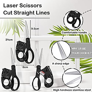 3 Pcs Household Laser Scissors Gadget Sewing Laser Scissors Sewing Laser Guided Scissors Electric Scissors for Cutting Fabric Fabric Scissors for Cut Straight Fast Fabrics Paper Crafts Sewing Gift