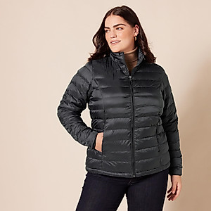 Amazon Essentials Women's Lightweight Long-Sleeve Water-Resistant Packable Puffer Jacket (Available in Plus Size), Black, Small