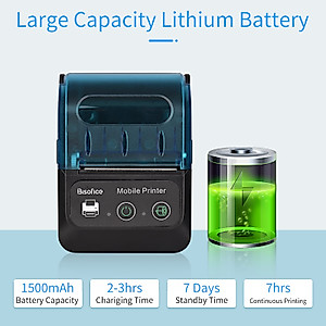 Sunydog Receipt Printer,Portable 58mm Receipt Thermal Printer 2 inches Mini Mobile Pocket Printers with 1 Thermal Paper Roll USB&Wireless BT Connection Compatible with Windows/Android/iOS for Office