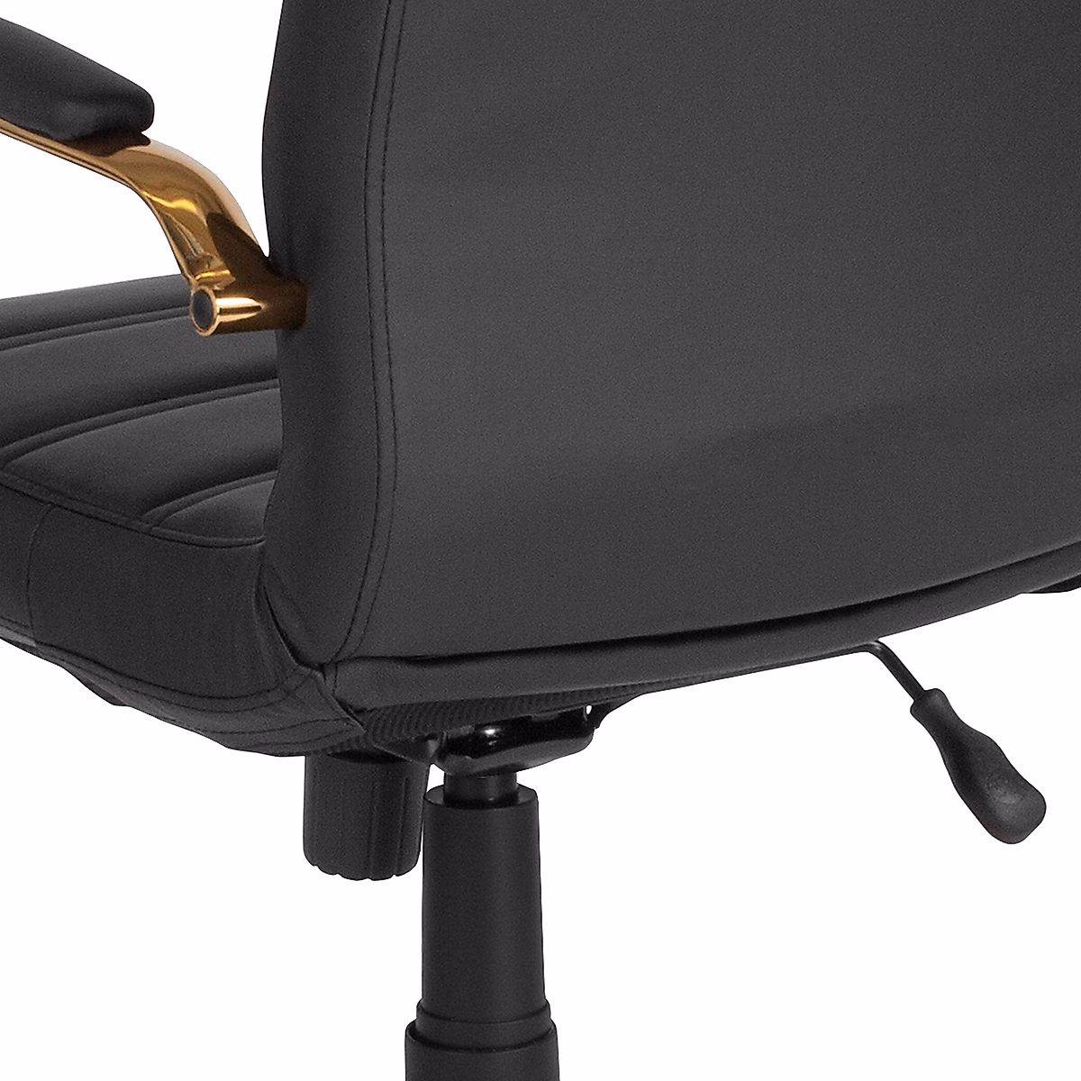 EMMA + OLIVER Mid-Back Black LeatherSoft Executive Swivel Office Chair with Gold Frame/Arms