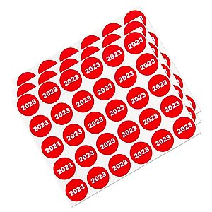 3 Pack of 300 Labels - 2023 Year Stickers, 0.75 inch Circle Dot, Color Coded Neon Red 2023 Year Labels/Class of 2023 Stickers/Book Keeping/Office Organization Inventory