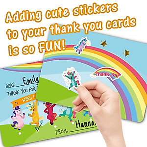 Gooji Funny Unicorn Thank You Cards – 25pcs Double Sided 4.25x6 Unicorn Thank You Cards With 25 Envelopes – Magical Cards For Baby Shower, Birthday Party And Girls Birthday Party Supplies