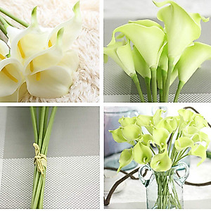 GUCHIS 30pcs Artificial Calla Lily Bridal Wedding Bouquet,Artificial Real Touch Latex Flowers for Home Garden Party Wedding Decoration