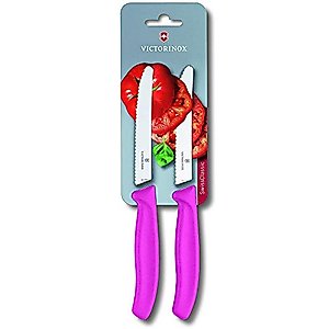 Victorinox Swiss Army Swiss Classic Collection Pink 4.5 Inch Serrated Utility Knife, Set of 2