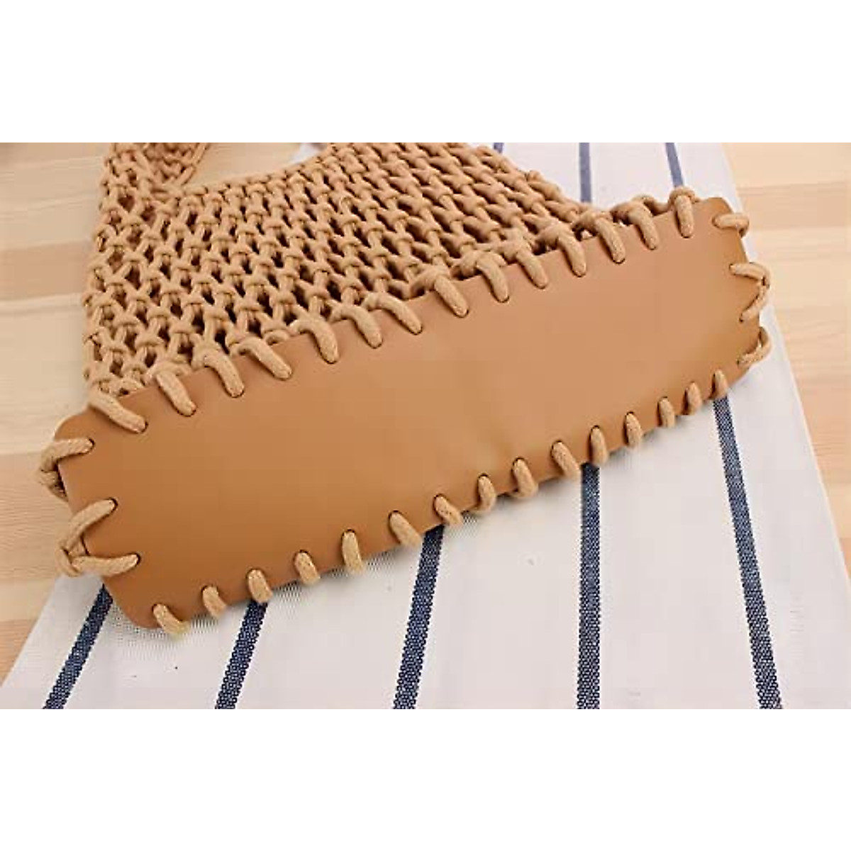 Cotton Rope Travel Beach Bag Handmade Woven Fishing Net Handbag Summer Weave Tote for Women Girls