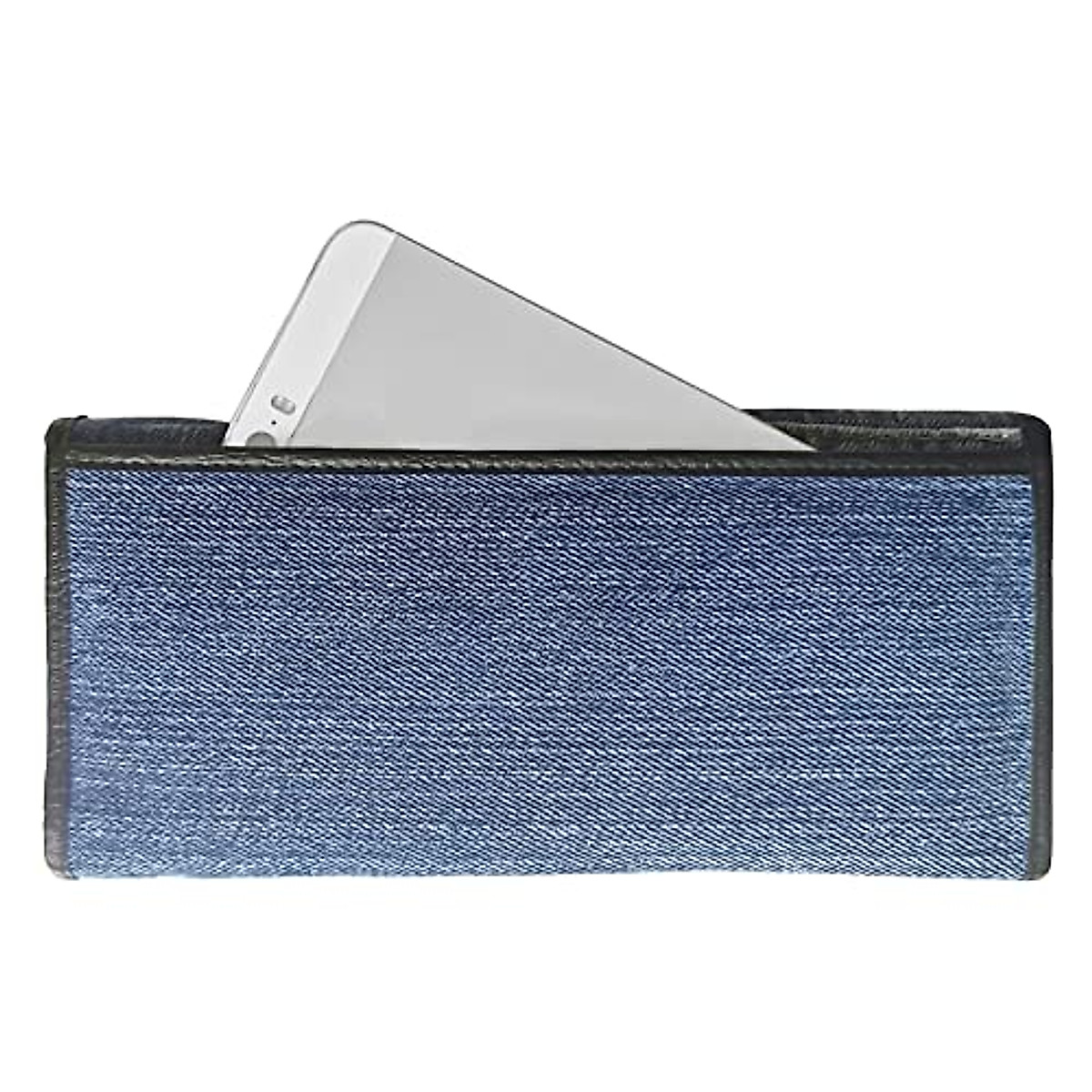 Bijoux De Ja Upcycling Blue Denim Large Capacity Money Flap Roomy Long Wallet Purse Clutch for Women BMW014