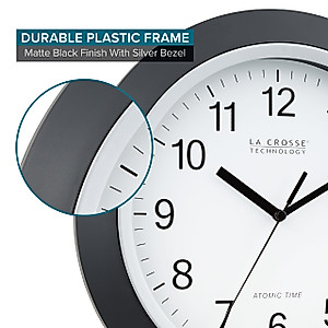 La Crosse Technology WT-3129B 12 Inch Atomic Analog Wall Clock, Pack of 1, Black