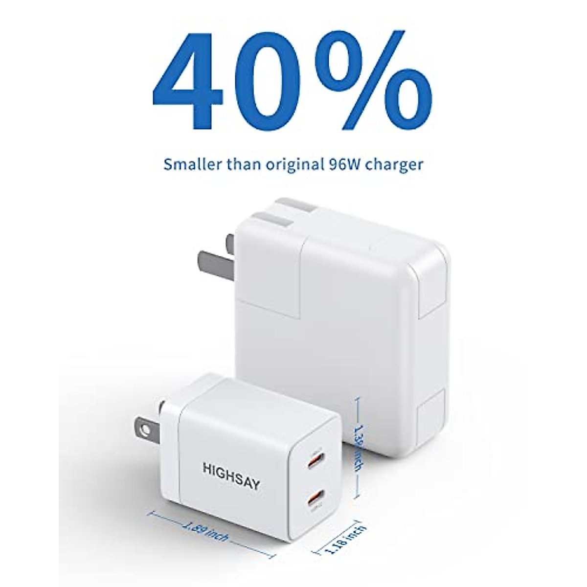 USB C Charger Block PD 3.0 Double C Charger Block 40W Fast Charger Dual USB C Wall Plug w/Foldable Plug, 2-Port (20W+20w) Charger Block USB C for iPhone 14/13 Pro Max, iPad, Galaxy, Pixel etc.