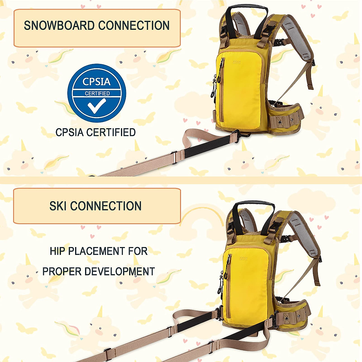 QOGIR Ski and Snowboard Harness for Kids: Learn to Ski Safely and Teach Your Child The Speed Control of Skiing,Mini Backpack Wuth Seat Harness