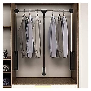 Drop-Down Wardrobe Hanging Rails, Automatic Rebound Width Adjustable, Large Retractable Wardrobe Hangers, Light Storage System with Aluminum Poles, Space Saving, Load 30KG (Size : 450-600mm