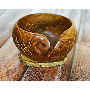Ajuny Handmade Large Wooden Yarn Bowl Wool Ball Holder with Elegant Design Gifts
