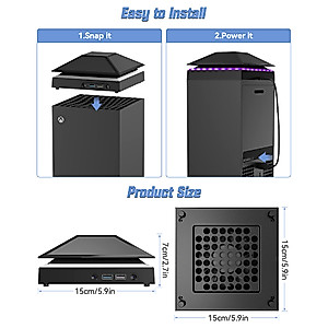 Wiilkac Cooling Fan for Xbox Series X with RGB Light Strip, 3 Levels Adjustable Speed Cooler Fan System 1800/2000/2200 RPM, Low Noise Top Fan with Extra 2 USB Port & Touch Switch