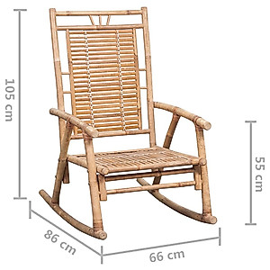 FAMIROSA Rocking Chair with Cushion Bamboo,Weight:25.46lbs,3063904